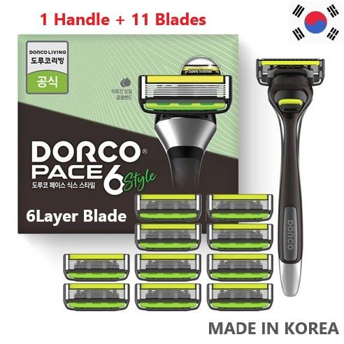 DORCO FACE 6 STYLE MEN'S RAZOR GIFT SET with 1 Handle + 11 Blades ...