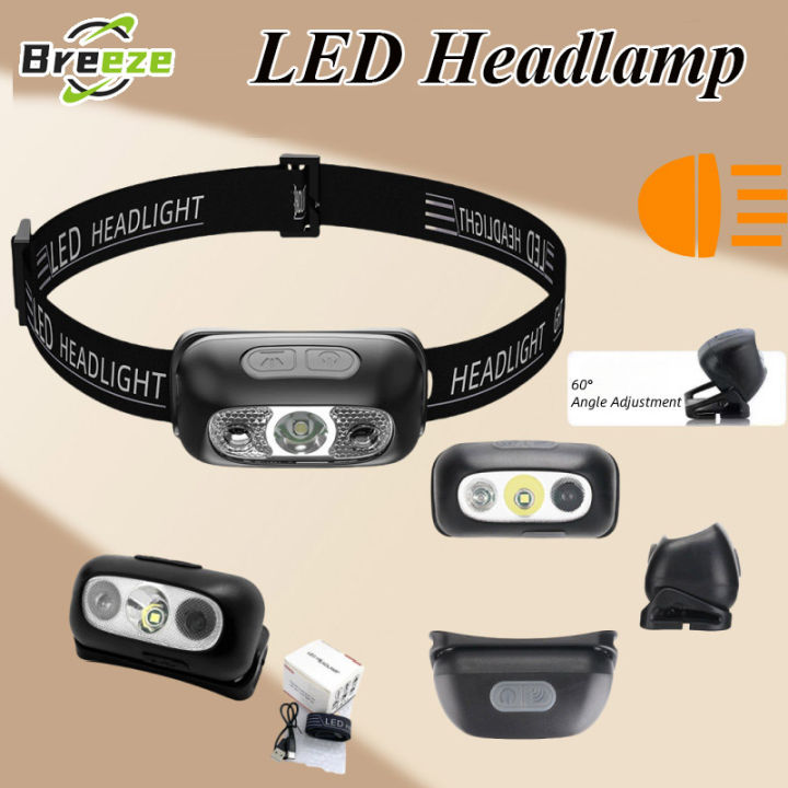 LED Headlamp with Sensor Rechargeable Super Bright Head Mounted Light ...