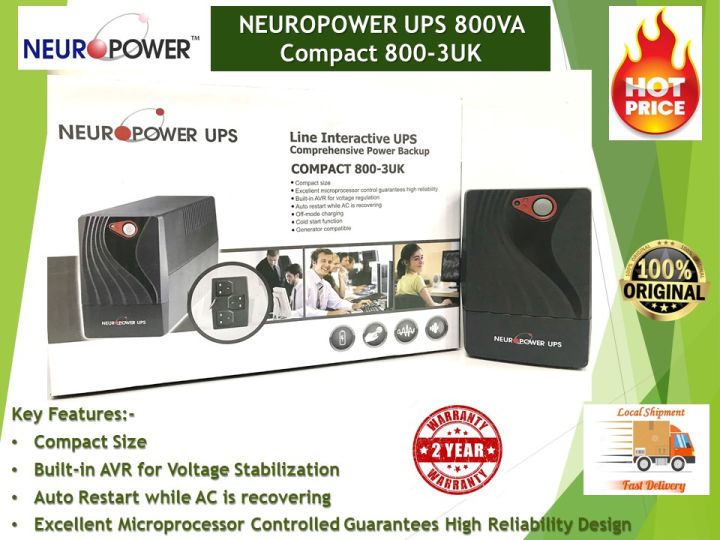 NEUROPOWER Brand 800VA UPS 800-3UK Compact Line Interactive UPS Comprehensive Power Backup ...