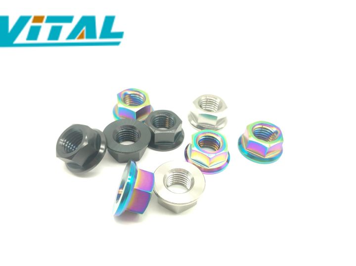 1pc Vitaltitanium Titanium Nuts M10x1.25 (Fine Thread) Flange Hex Nut ...