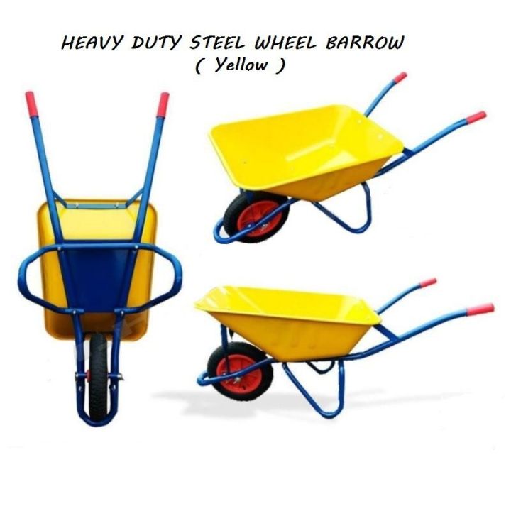 Heavy Duty Steel Wheelbarrow With Steel Plate With Pneumatic Tyre (Deep ...