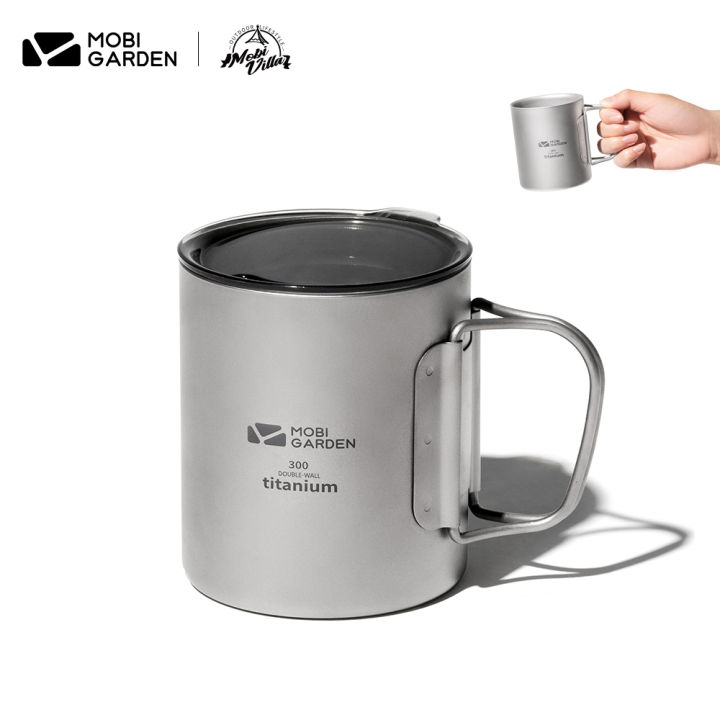 MOBI GARDEN Camping Titanium Water Cup Mug Portable Double Layer Coffee ...