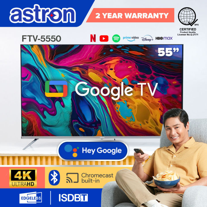 Astron FTV 5550 55" Google TV - 4k Ultra HD | Hey Google | Built-in ...