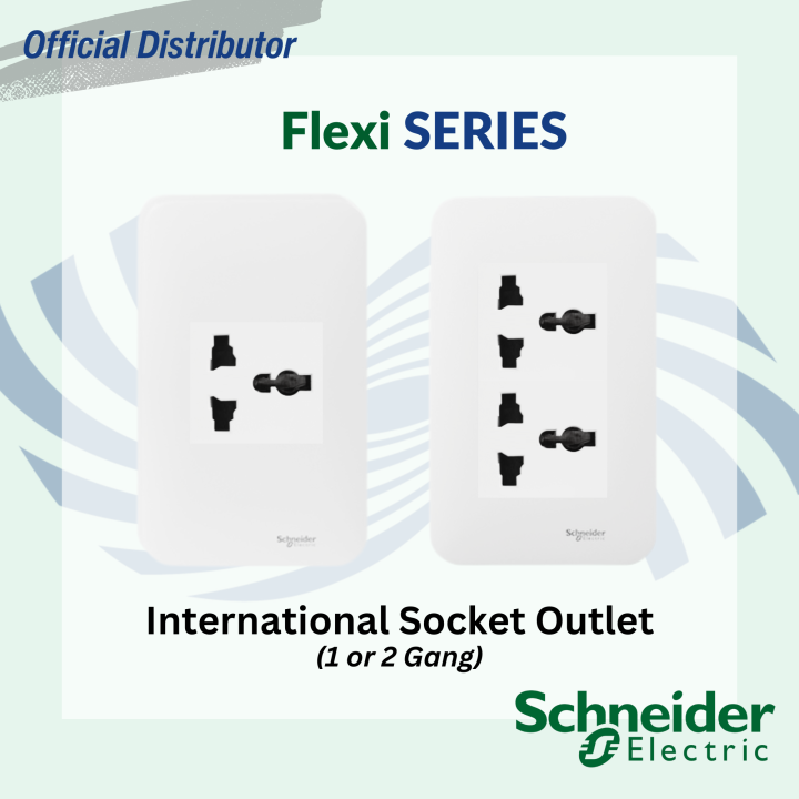 Schneider Flexi 1 or 2 Gang International Socket Outlet 13A 250V ...