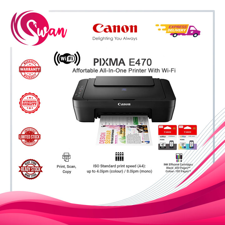 *READY STOCK* CANON PIXMA E470 Wireless E Series All In One Printer ...