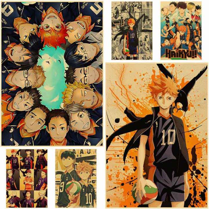 Anime Haikyuu Poster Retro Kraft Paper Volleyball Boy Prints Modern ...
