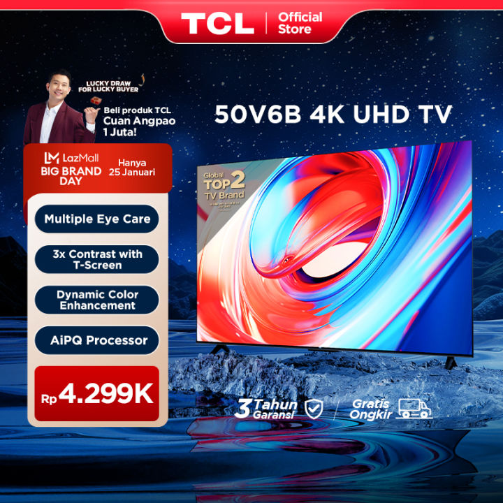 [4K Google TV] TCL 50 Inch V6B - Smart UHD - T-Screen - Dolby Audio ...