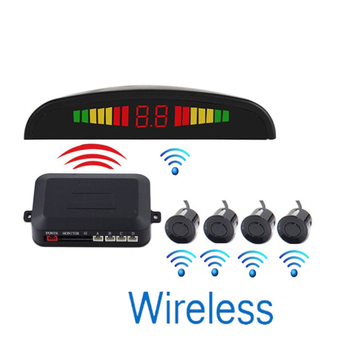 Wireless Car Auto Parktronic Led Parking Sensor With 4 Reverse Backup Radar Monitor Detector