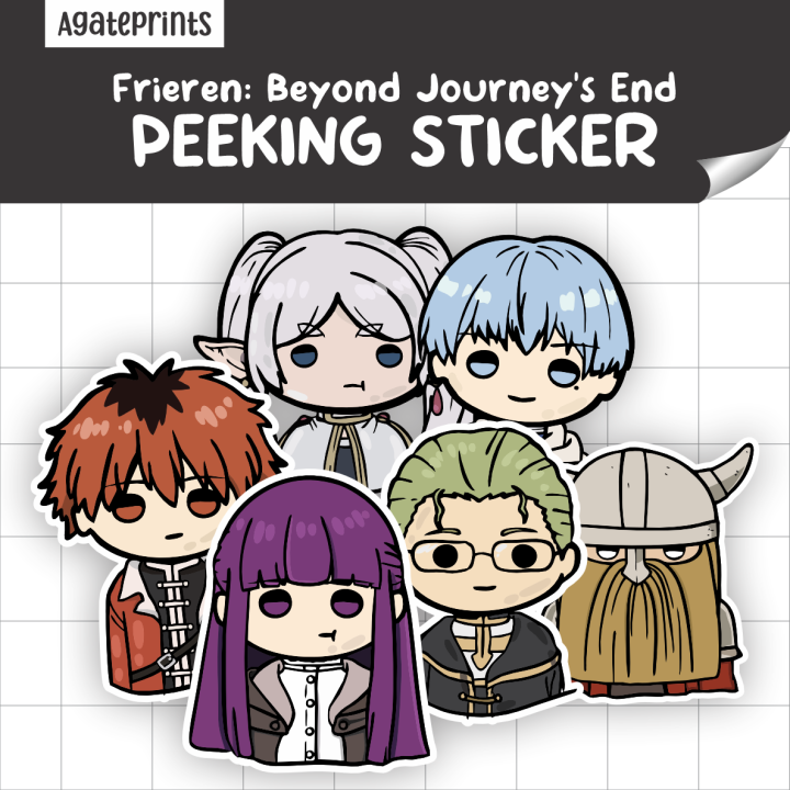 Frieren Fern Stark Heiter Himmel Eisen Chibi Peeking Peeker Half Body ...