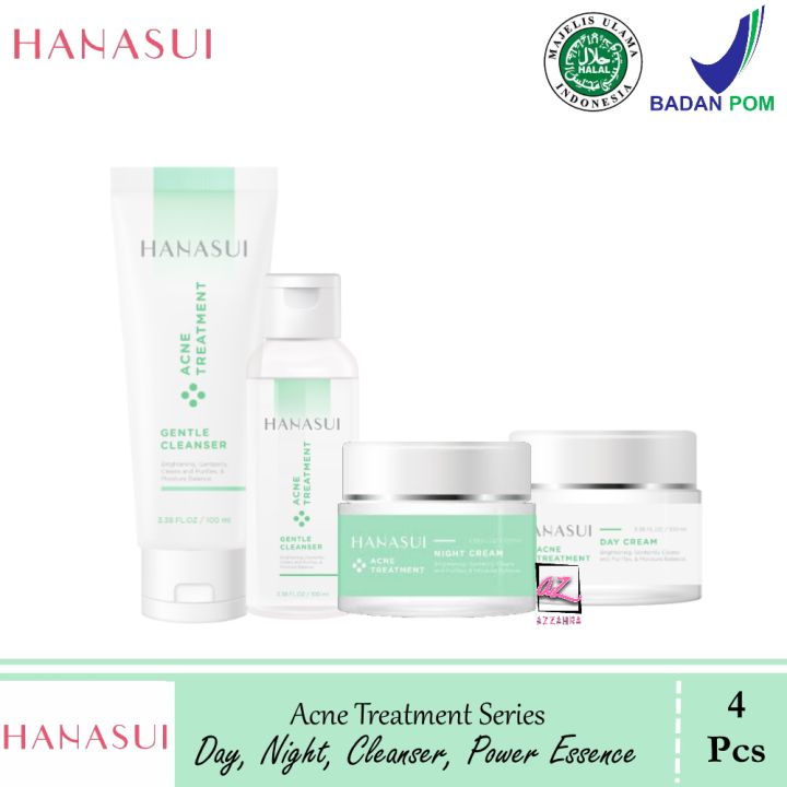 Hanasui Acne Treatment Series Paket Day, Night, Cleanser, Essence ...