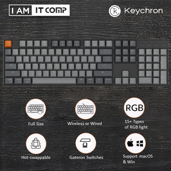 Keychron K10 Wireless RGB Hot-Swappable Full Size Mechanical Keyboard ...