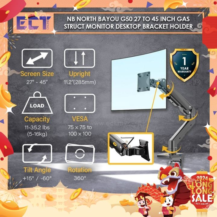 NB North Bayou G50 27 to 45 Inch Heavy Duty Gas Struct Monitor Desktop Bracket Holder Arm Desk ...