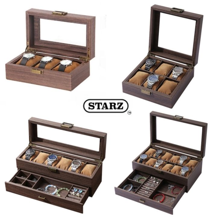 STARZ - 2 to 12 PU Leather Grain Design Soft Cushions Watch Box ...