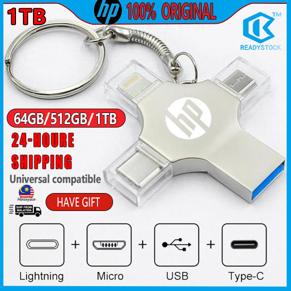 1TB HP OTG 4 in 1 USB Flash Drive 64GB Type-C USB Memory Stick 128GB ...