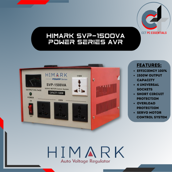 HIMARK SVP-1500VA POWER SERIES AVR | 100% Efficiency | 4 Universal ...