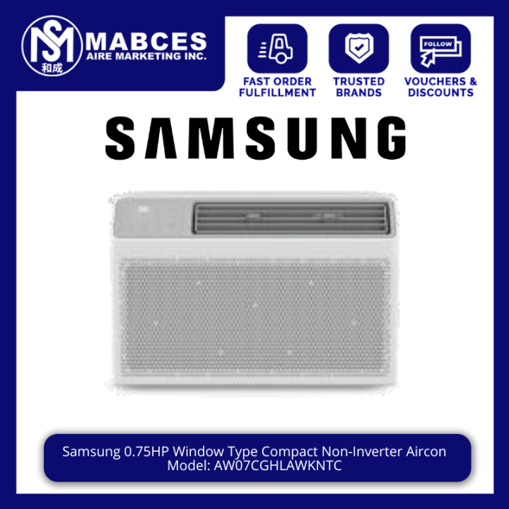 Samsung 0.75HP Window Type Compact Non-Inverter Aircon AW07CGHLAWKNTC ...