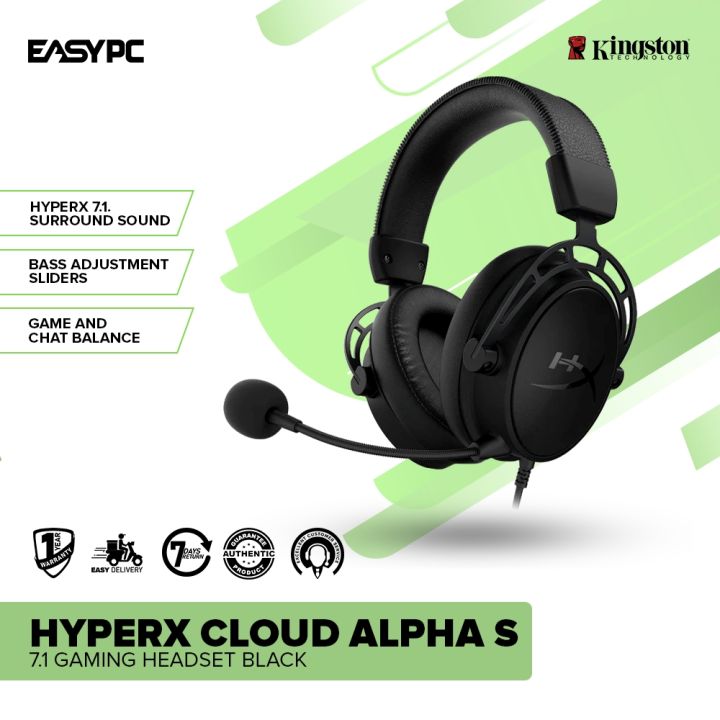 EasyPC | Kingston HyperX Cloud Alpha S 7.1 HyperX 7.1 Gaming Headset Black Earphones For Better ...