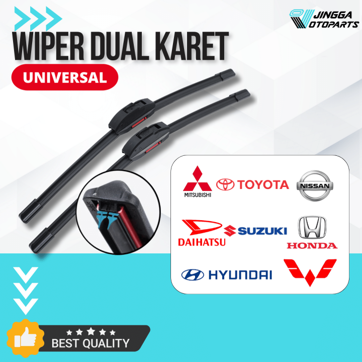 Wiper Double Karet 2 Lapis Karet Frameless Model Karet Ganda Dual Karet