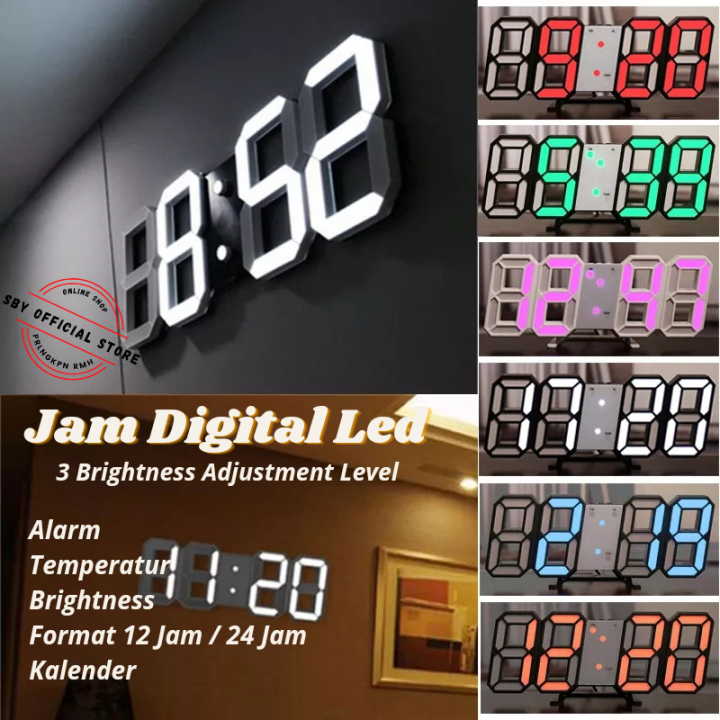 sby JAM DINDING DIGITAL LED/JAM MEJA ALARM SUHU/JAM 3D LED BESAR MODERN ...