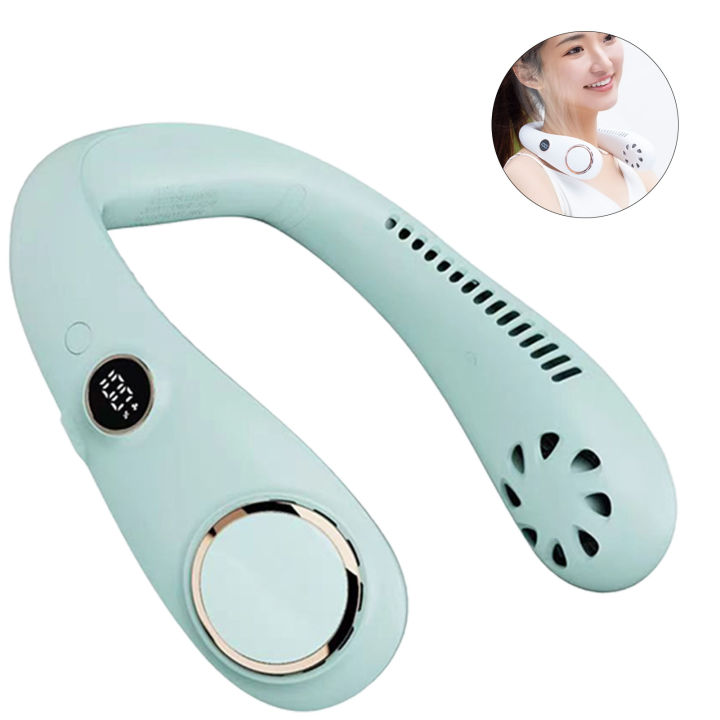 New Mini Fan 3000/6000 MAH Portable Bladeless Neck Fan LED Digital ...