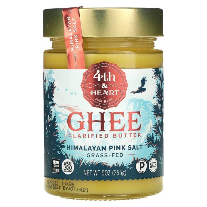 4th & Heart, Ghee Clarified Butter, Grass-Fed, Himalayan Pink Salt Ghee ...