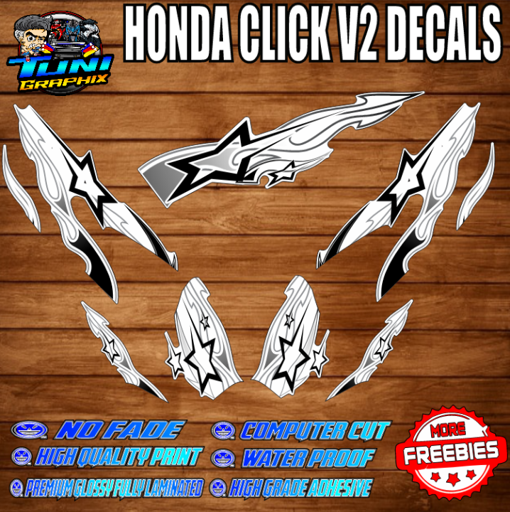 HONDA CLICK V2 ROCK RISING STAR NEW DECALS with freebies | Lazada PH
