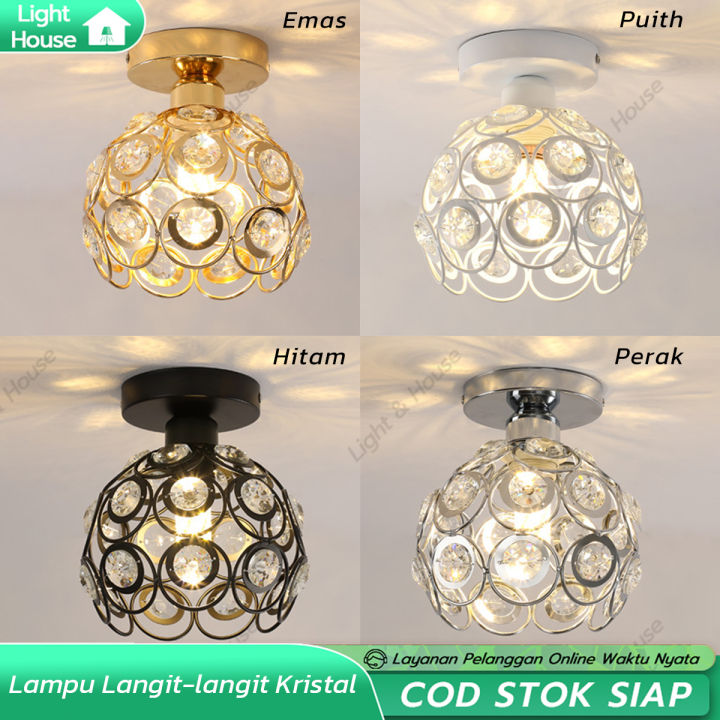 Lampu kristal Plafon Simple Minimalis Lampu Gantung Kristal Bulat ...