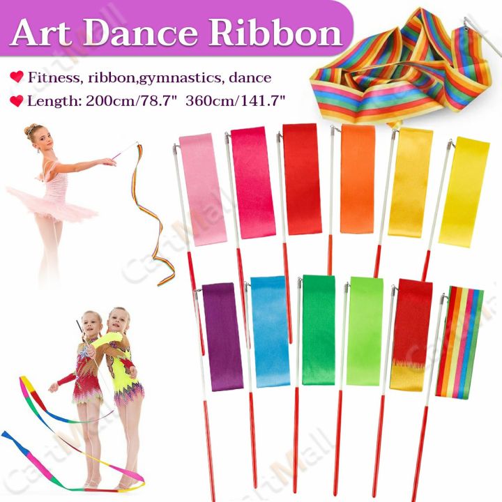 Colorful Dance Ribbon 2m/3.6m Art Gymnastic Gym Ribbons Ballet Streamer ...