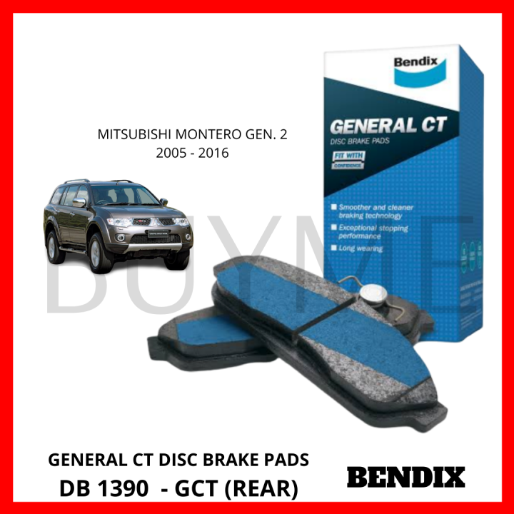 Bendix Brake Pad REAR for Mitsubishi MONTERO Gen. 2 2005-2016 (DB-1390 ...