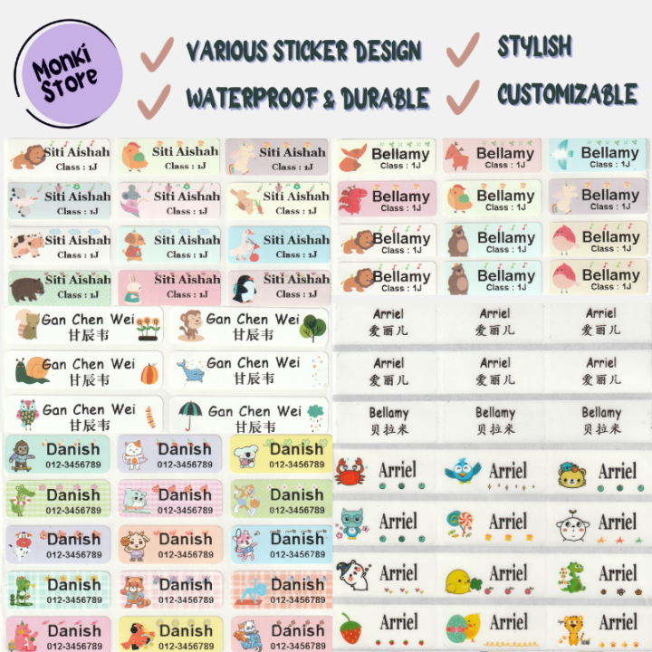 Name Sticker Waterproof Name Sticker Nama Sticker 防水姓名贴 | Lazada
