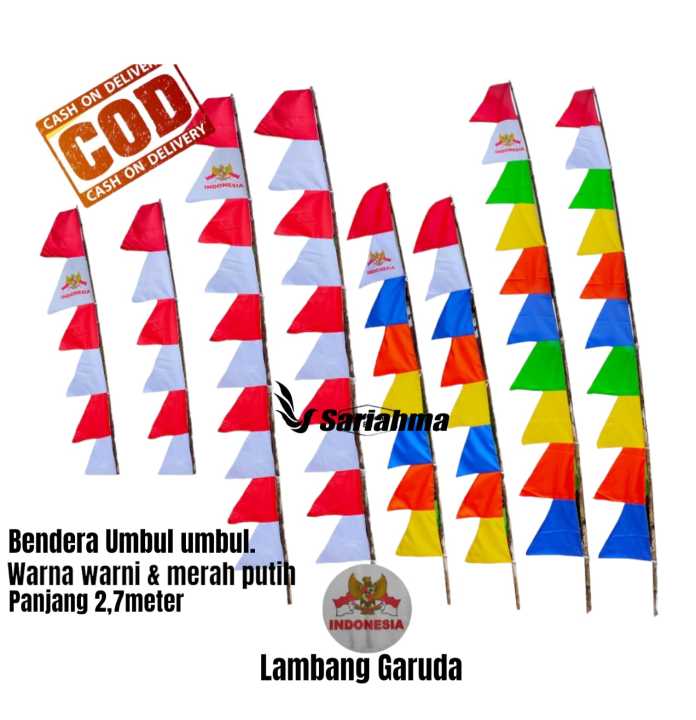 Bendera Umbul-Umbul Model Gergaji Warna Warni Dan Bendera Merah Putih ...