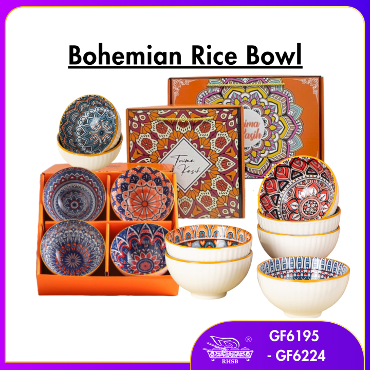 BOHEMIAN STYLE RICE BOWL/ PORCELAIN BOWL/ CERAMIC BOWL/ SOUP BOWL ...