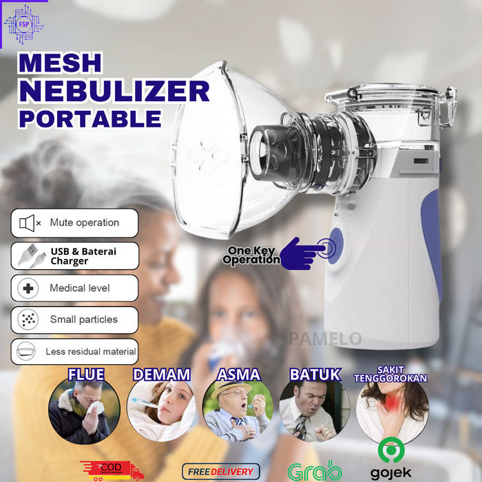 ALAT UAP BANTU PERNAFASAN ASMA INHALASI PORTABLE MESH NEBULIZER ...