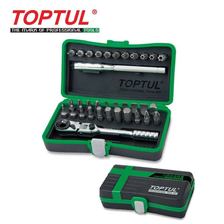 TOPTUL 34pcs 1/4"Hex Drive Mini Ratchet Bit Set GADW3401 | Lazada