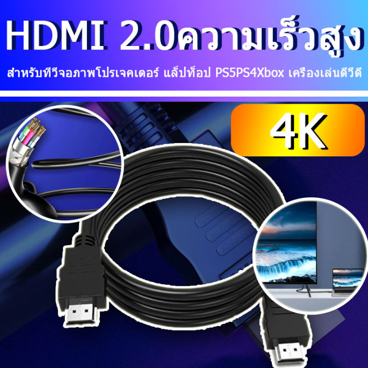 พร้อมส่ง ความเร็วสูง 4K UHD Cable HDMI ชายไปชาย to HDMI 2.0ความเร็วสูง ...