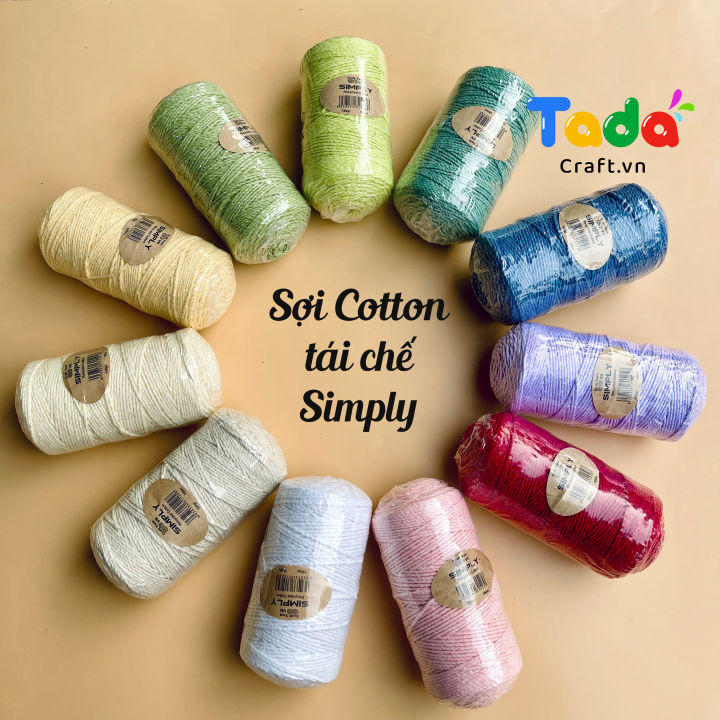 Sợi Cotton tái chế Simply Craft Yarn móc túi, mũ mùa hè (cuộn 150gr ...