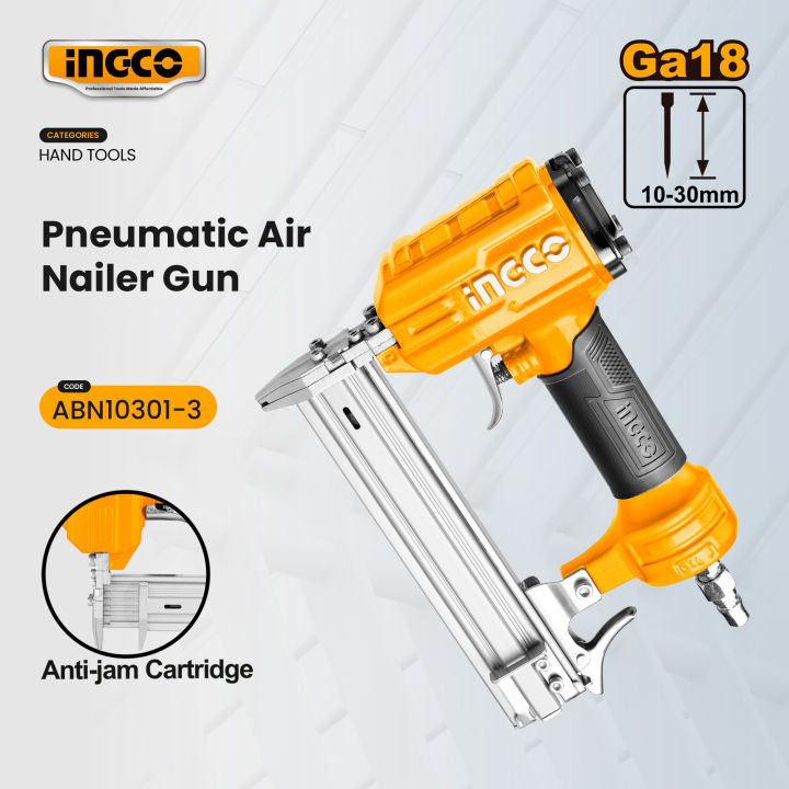 Ingco Pneumatic Air Brad Nailer Nail Gun Power Tool For Framing And ...
