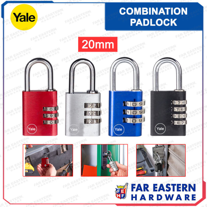 YALE Combination Padlock Resettable 20mm Red | Black | Silver | Blue | Lazada PH