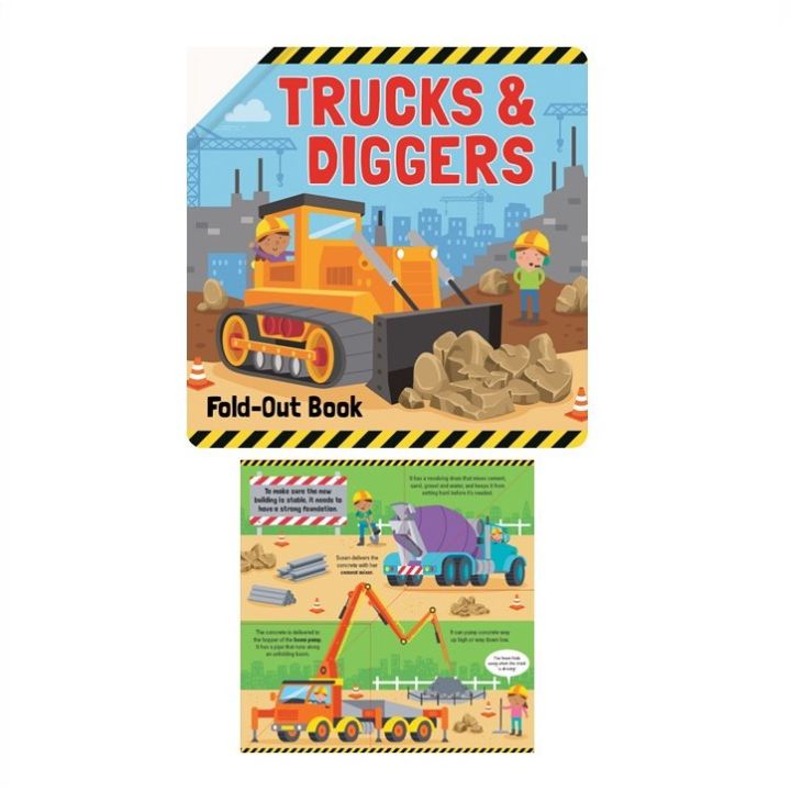 Trucks & Diggers Fold Out Giant Board Book of Construction For Kids ...