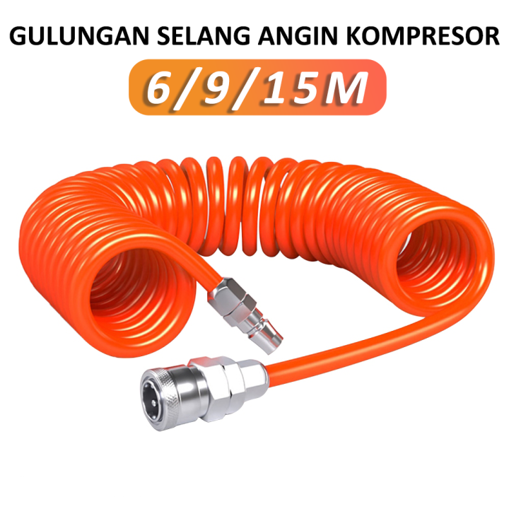 Selang Kompresor 6M/9M/15M Selang Angin Spiral PE Air Hose Gulungan ...