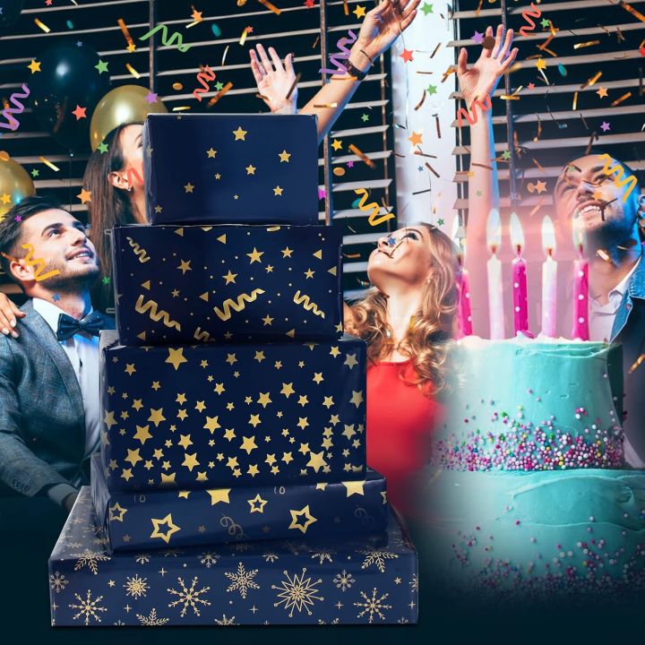 Wrapping Paper Flat Sheets - Birthday Wrapping Paper Set with Sticker ...