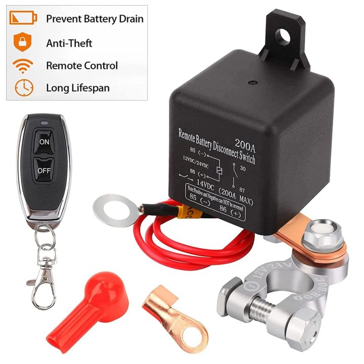 Disconnect 12V 200A Battery Cut Off Relay Anti-Theft Remote Control ...