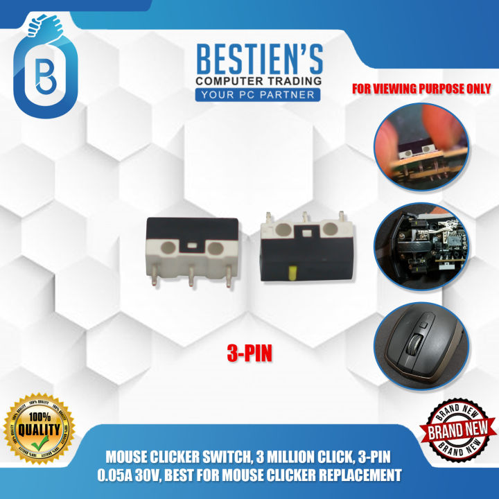 MOUSE CLICKER SWITCH, 3 MILLION CLICK, 3-PIN 0.05A 30V, BEST FOR MOUSE ...