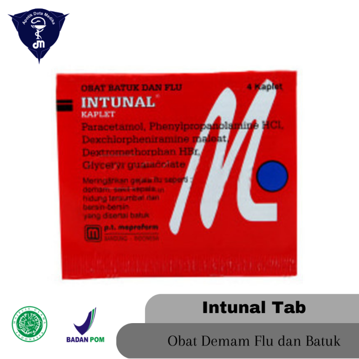 Intunal 1 Strip isi 4 Kaplet - Meredakan Flu disertai demam, sakit ...