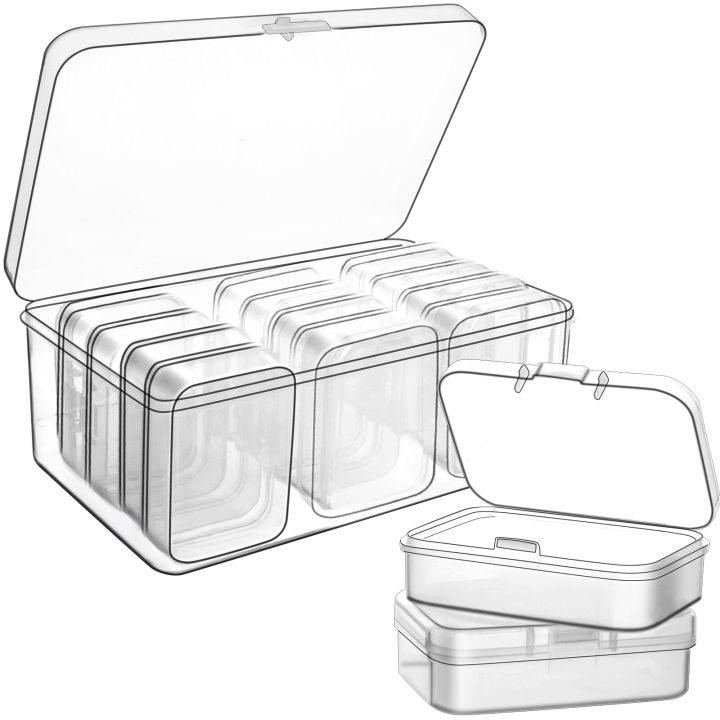 Abulaia 12 Pack Plastic Clear Storage Box Organizer Small Storage ...