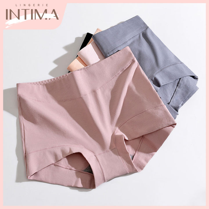 INTIMA M-4XL Plus Size Panties Women Cotton Underwear High-waist Tummy ...