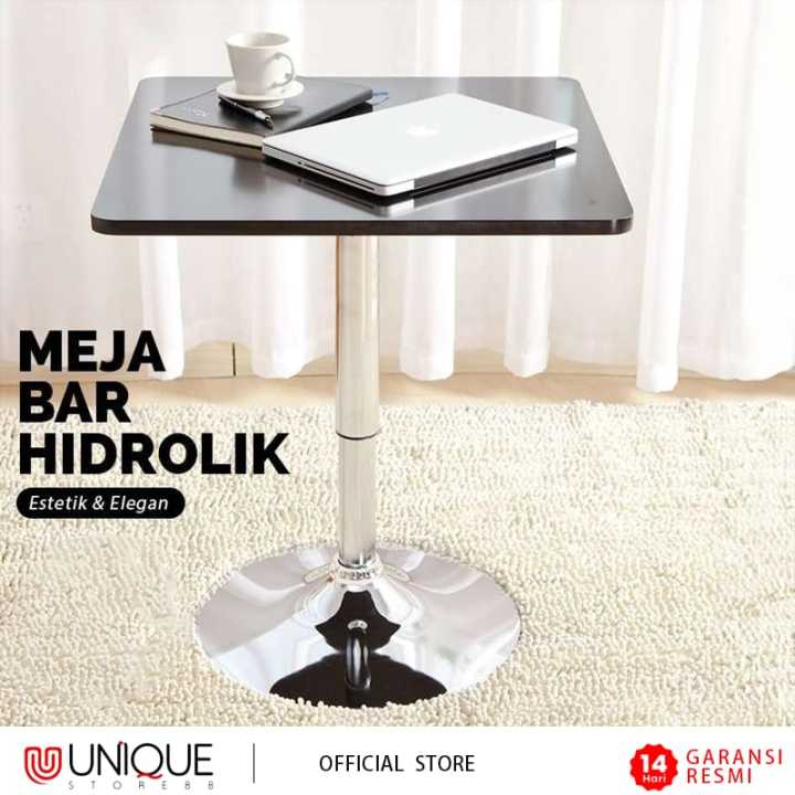 Meja Bar Hidrolik Meja Cafe Minimalis Bahan Besi Chrome Meja MDF Kuat ...