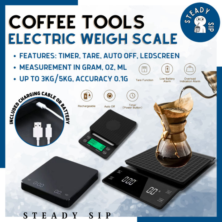 Steady Sip Coffee Kitchen Digital Electronic Weight Scale Coffee Scale ...