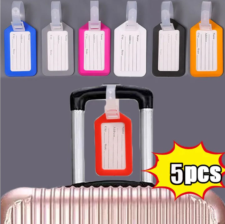 5Pcs Candy Color Travel Luggage Tag Suitcase Name Tag Labels Name ...