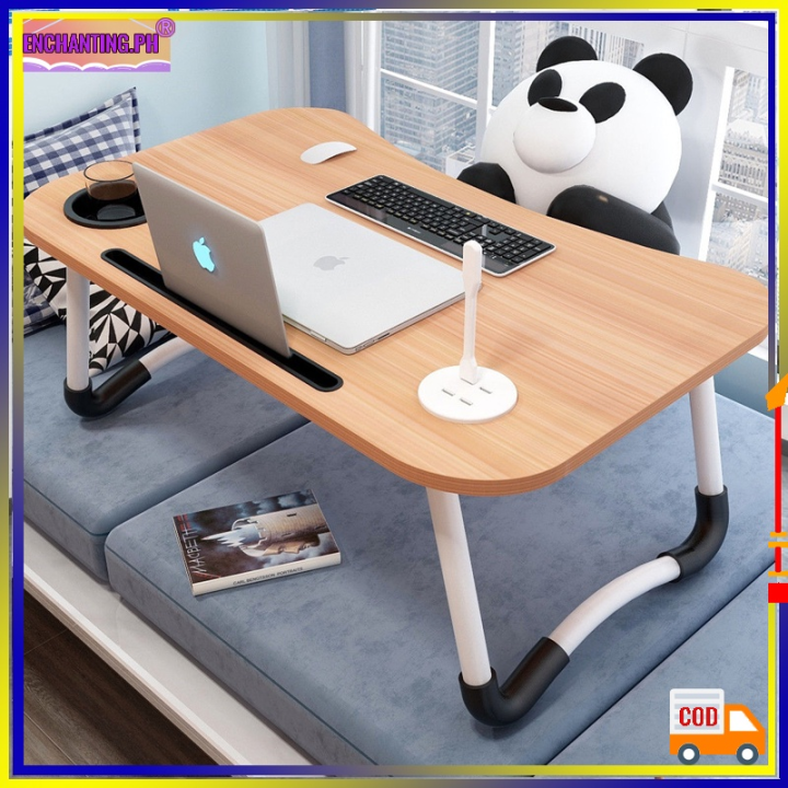Lazy Table Foldable Lazy Bed Desk/Portable Laptop Wooden Table/USB Lamp ...
